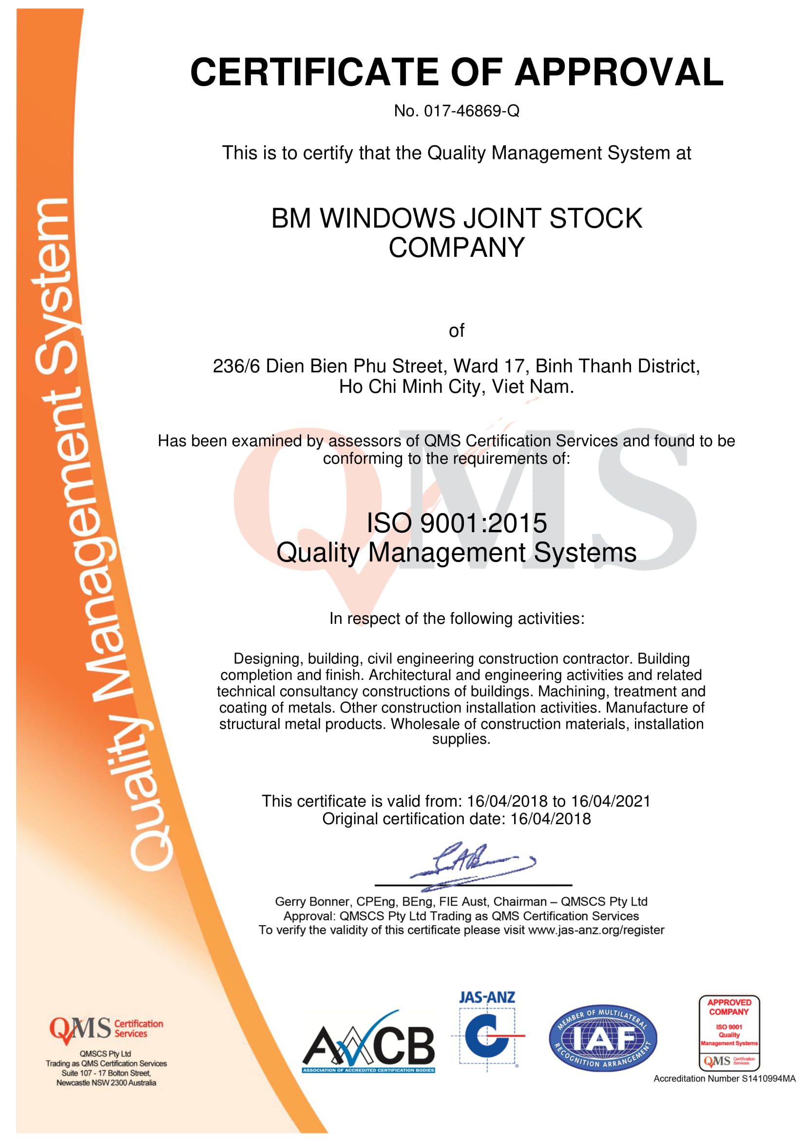 BM WINDOWS OBTAINED ISO 9001:2015 & OHSAS 18001:2007 CERTIFICATES | BM ...